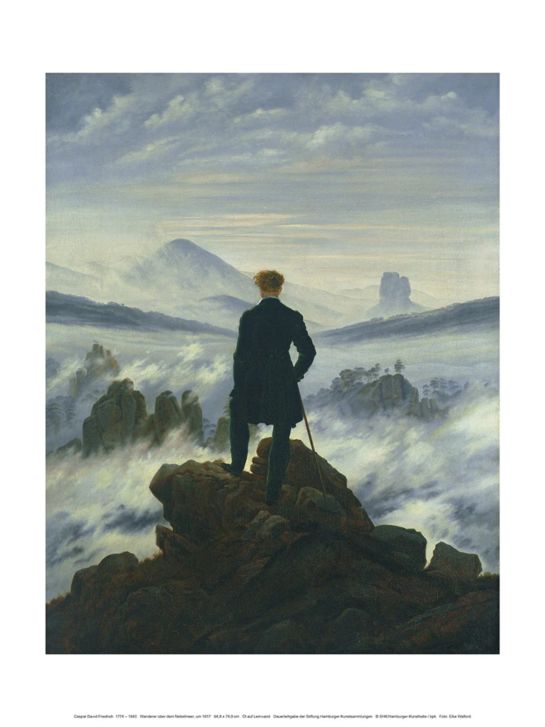 Caspar David Friedrich Der Wanderer im Nebelmeer Kunstdruck 30x40cm ...
